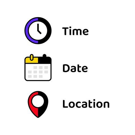 Date Time Address Or Location Icons Symbol 36287118 Vector Art At