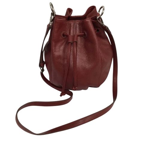 Oroton Pebble Leather Draw String Cross Body Bag Red S