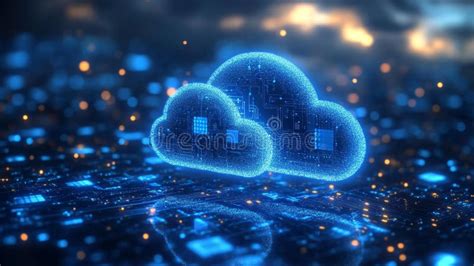 Futuristic Cloud Computing Concept With A Glowing Digital Cloud Against A Dark Background