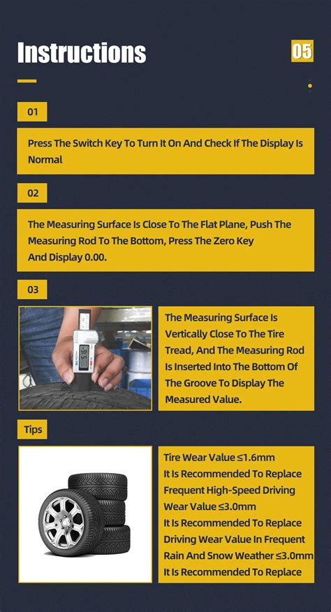Digital Car Tire Tread Depth Brake Pad Gauge Meter