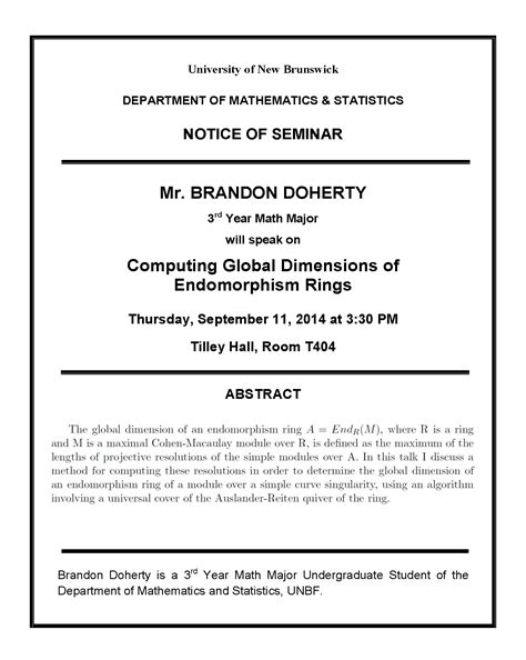Seminar Computing Global Dimensions Of Endomorphism Rings