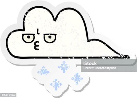 귀여운 만화 눈 구름의 고민 스티커 구름에 대한 스톡 벡터 아트 및 기타 이미지 구름 귀여운 그런지 이미지 기법 Istock