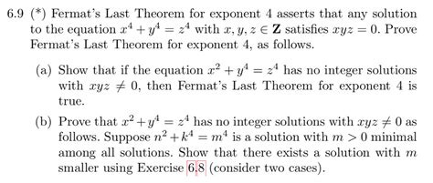 69 Fermats Last Theorem For Exponent 4 Asserts