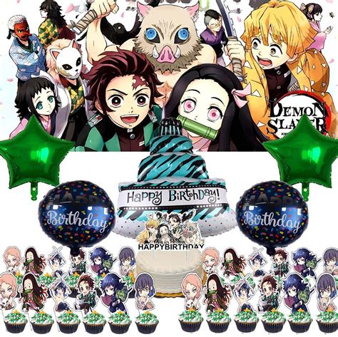 Buy Demon Slayer Birthday Party Supplies Banner Kimetsu No Yaiba Anime Theme Backdrop