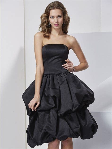 Elegant Strapless Sleeveless Short Satin Bridesmaid Dresses In 2024