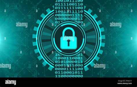 Secure Technology Concept Padlock Binary Code Hud Graphic Elements