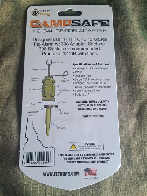 fith ops camp safe 308 blank adapter gum gully provision