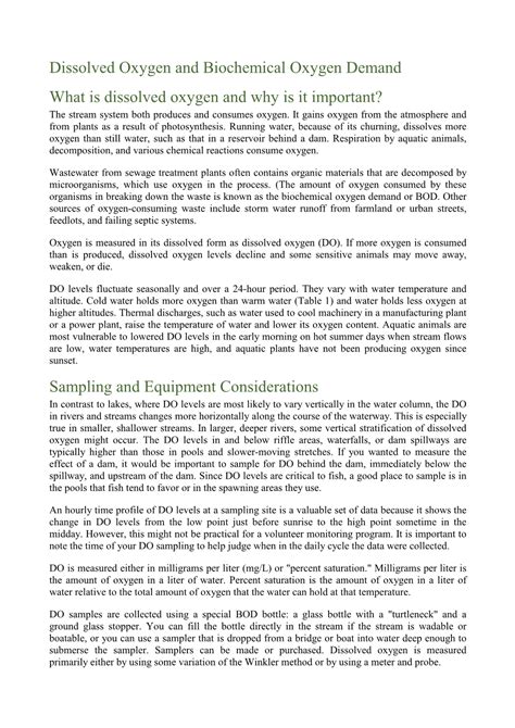 Dissolved Oxygen And Biochemical Oxygen Demand What Is Dissolved Oxygen And Why Is It Important