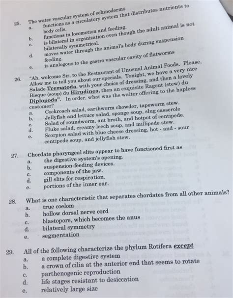 Solved The Water Vascular System Of Echinoderms Funct Ions