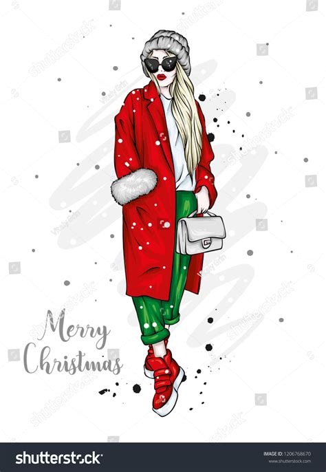 Beautiful Tall Slender Girl Stylish Coat Stock Vector Royalty Free