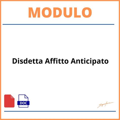 Modulo Disdetta Affitto Anticipato