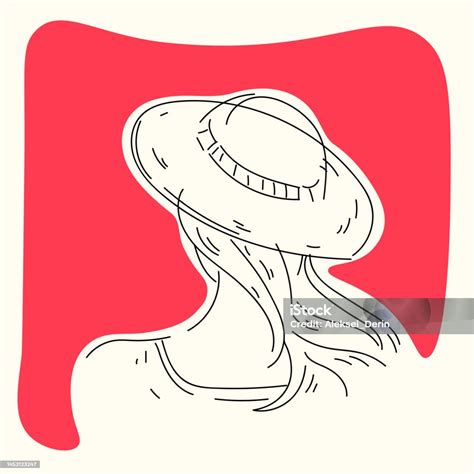 여자 클로즈업 미니멀하고 귀여운 만화 스타일의 그래픽 모자를 쓴 소녀는 청중에게 등을 대고 서 있습니다 걷기에 대한 스톡 벡터 아트 및 기타 이미지 Istock