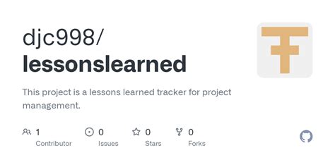 Github Djc998lessonslearned This Project Is A Lessons Learned Tracker For Project Management