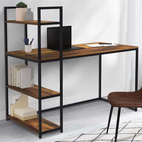 Antiguo escritorio librería industrial efecto madera y metal DAYTON ID Market