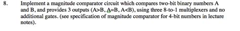 Solved Implement A Magnitude Comparator Circuit Which Chegg