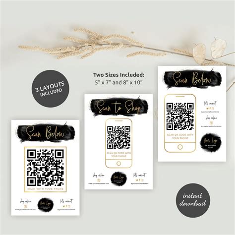 QR Code Board Template Editable QR Scan Sign Design Black Etsy