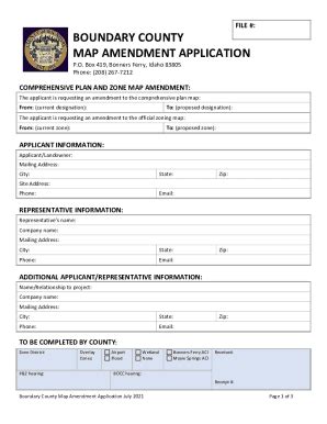 Fillable Online BOUNDARY COUNTY MAP AMENDMENT APPLICATION Fax Email