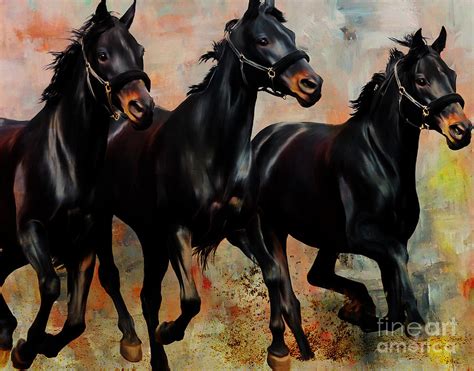 Black Running Horses Painting By Gull G Fine Art America