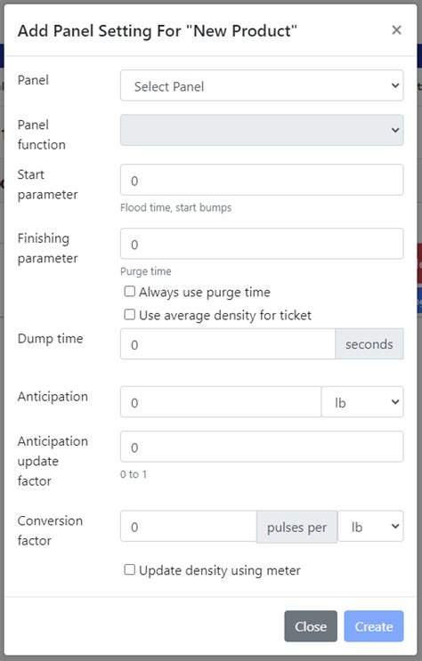 Panel Bulk Product Settings For Dry Systems