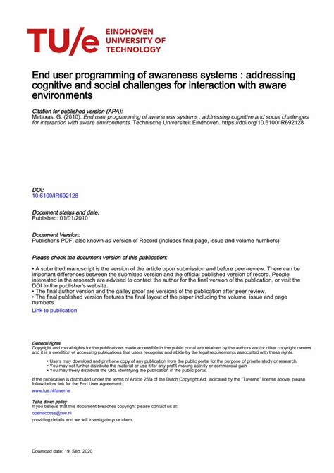 pdf end user programming of awareness systems addressing cognitive