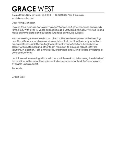 Amazing Software Engineer Cover Letter Examples Templates From Trust Writing Service