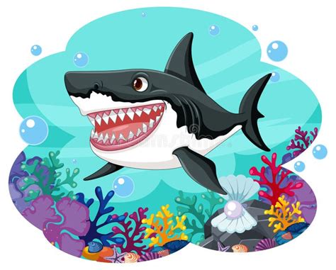 Smiling Shark Swimming Stock Vector Illustration Of Teeth 354091470