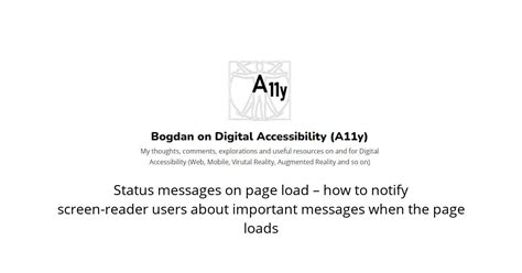Status Messages On Page Load How To Notify Screen Reader Users About