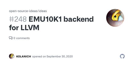 EMU10K1 Backend For LLVM Issue 248 Open Source Ideas Ideas GitHub