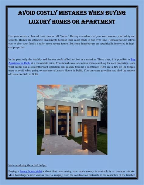 Ppt Avoid Costly Mistakes When Buying Luxury Homes Or Apartment