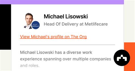 Michael Lisowski Head Of Delivery At Metlifecare The Org