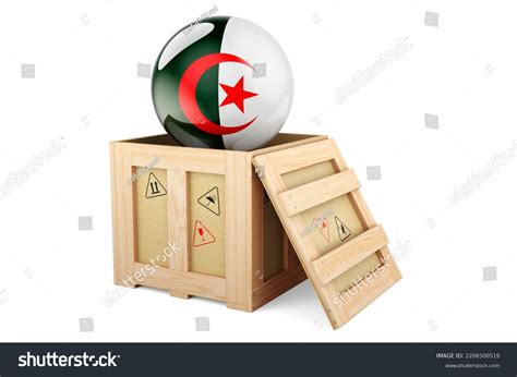 wooden box parcel algerian flag shipping stock illustration 2206500519