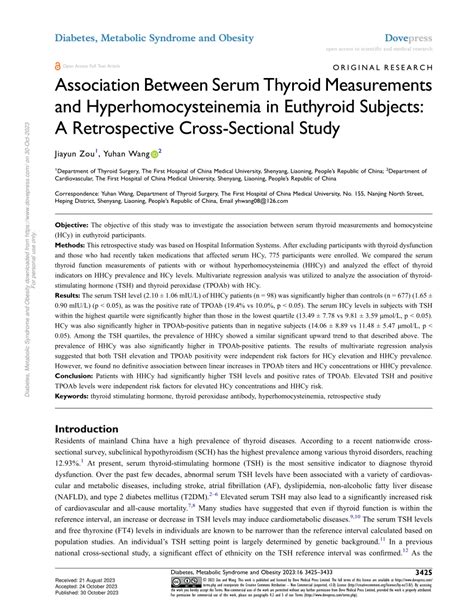 Pdf Association Between Serum Thyroid Measurements And