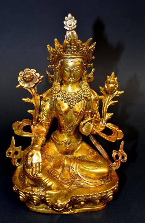 Green Tara Gilt Bronze Tibetan Buddha For Sale At 1stdibs Hindu