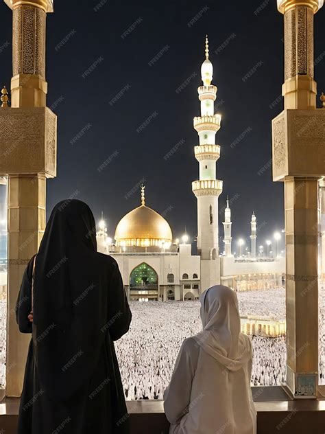 Premium Photo Husband And Wife Are Watching Makkah Sharif Together
