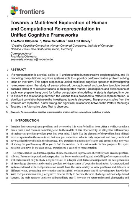 Pdf Towards A Multi Level Exploration Of Human And Computational Re Representation In Unified
