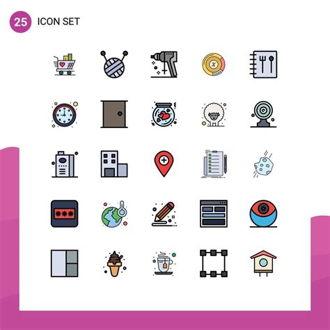 User Interface Pack Of 25 Basic Filled Line Flat Colors Of Watch Clock Tool Recipe Share