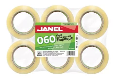 36 Pz Cinta Empaque Canela Transparente Janel 060 48mmx150m Meses Sin