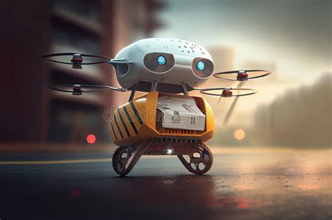Self Driving Robot Smart Delivery Drone Stock Illustration Illustration Of Delivery Robotic