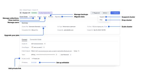 Manage Cluster Cloud Zilliz Cloud Developer Hub