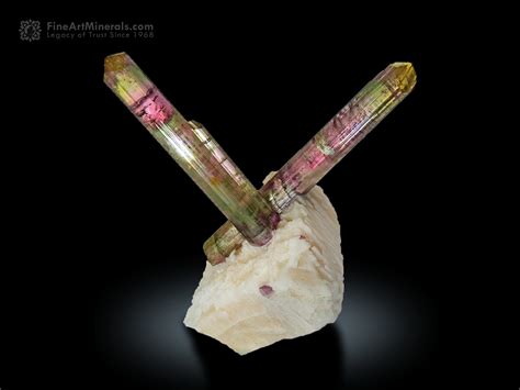 Twin Tourmaline On Feldspar Fine Art Minerals