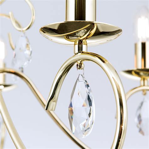 Lustra Alessia 5 Sveču Kristāla Stikls Zelts Lumories Lv