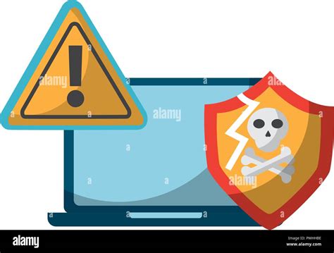 Laptop Computer Data Protection Broken Security Vector Illustration Stock Vector Image Art Alamy
