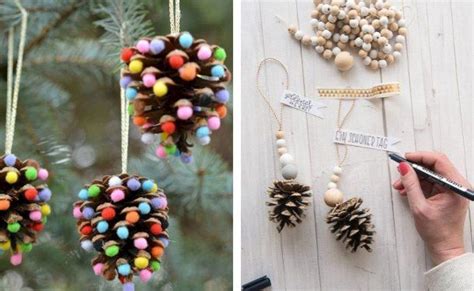 Как необычно нарядно украсить шишку на праздник чтобы повесить на елку Рождественские