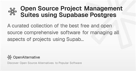 Open Source Project Management Suites Using Supabase Postgres Openalternative