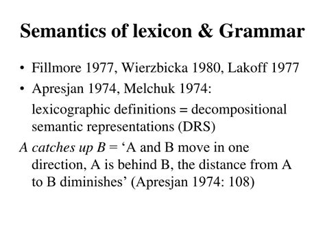 Ppt Verb Taxonomy And Decompositional Semantics Of Lexicon Powerpoint