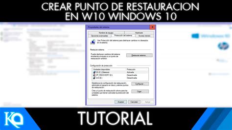 Tutorial Crear Punto De Restauración En W10 Windows 10 Youtube