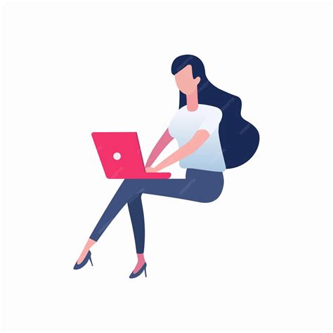 Premium Vector Woman Sitting And Working Isolated On White Background
