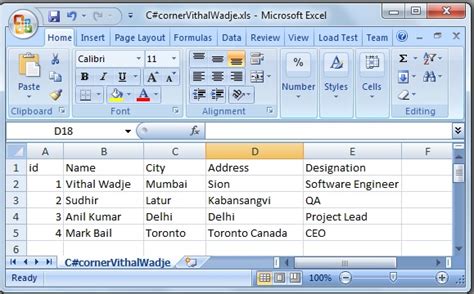 Create Excel File From Database Using Aspnet C