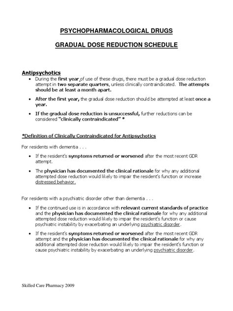 Gradual Dose Reduction Schedule Pdf Antipsychotic Mental Disorder