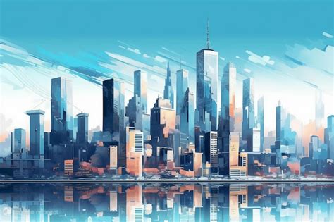 Premium Ai Image City Background Flat Design Horizontal Composition